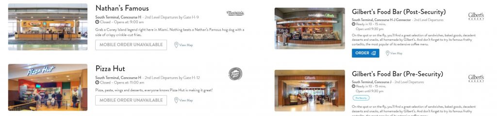 Food - Restaurant - Bar Miami airport| Terminal Mia